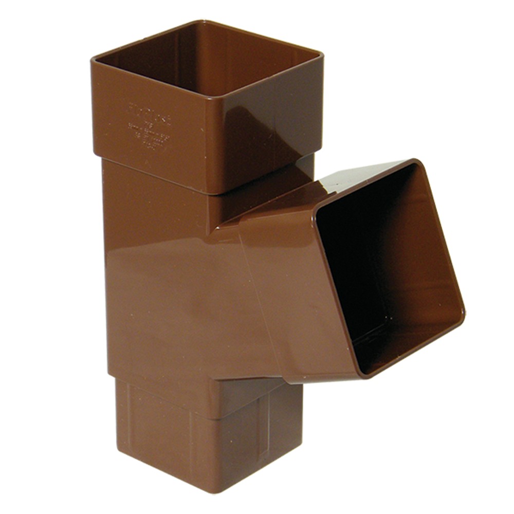 65mm x 112.5 Deg Square Downpipe Branch Brown.